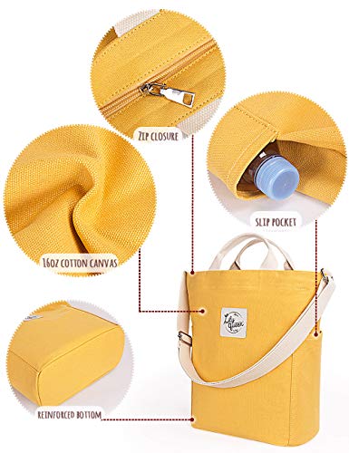 Lily queen Women Canvas Tote Handbags Casual Shoulder Work Bag Crossbody (Yellow)