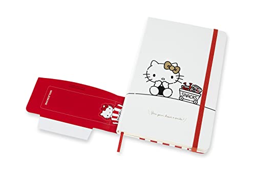 Moleskine Limited Edition Hello Kitty Notebook, Hard Cover, Large (5" x 8.25") Plain/Blank, White, 240 Pages