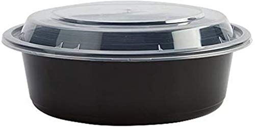 Premium Deep Round Black Containers - 9" (Pack of 3) - Stackable & Leak-Proof Design | Perfect for Meal Prep, Storage & Reusable Home Organization