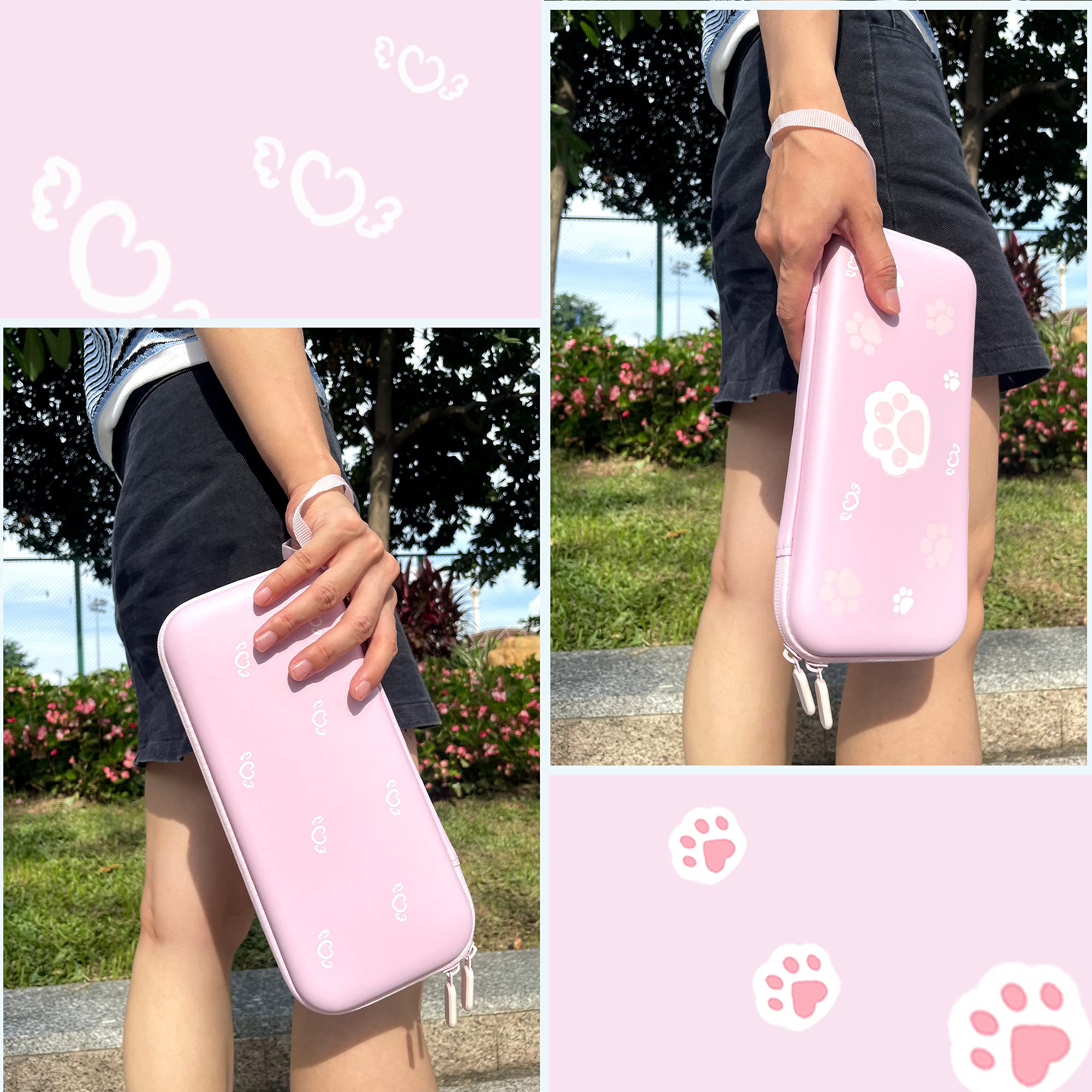 Protective Case Compatible with Nintendo Switch Lite, Portable Hard Travel Carrying Case Shell Bag with Glitter Clear Soft TPU Protective Cover, Screen Protector, Thumb Grip Caps【9 in 1】