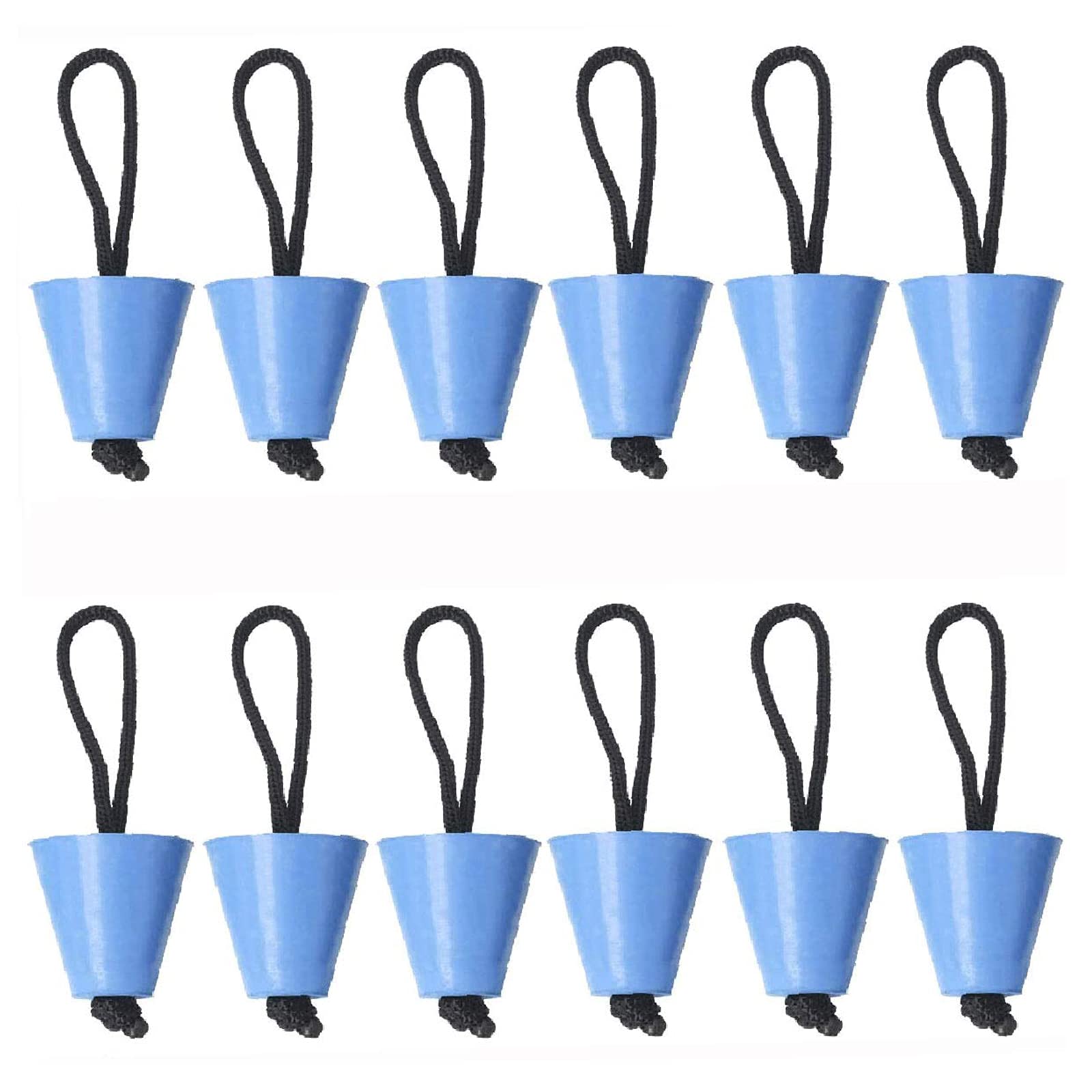 NovelBee 12pcs Universal Kayak Scupper Plug Kit with Lanyard Fits 3/4" to 1.5" Boat Scuppers or Scupper Holes (Light Blue)