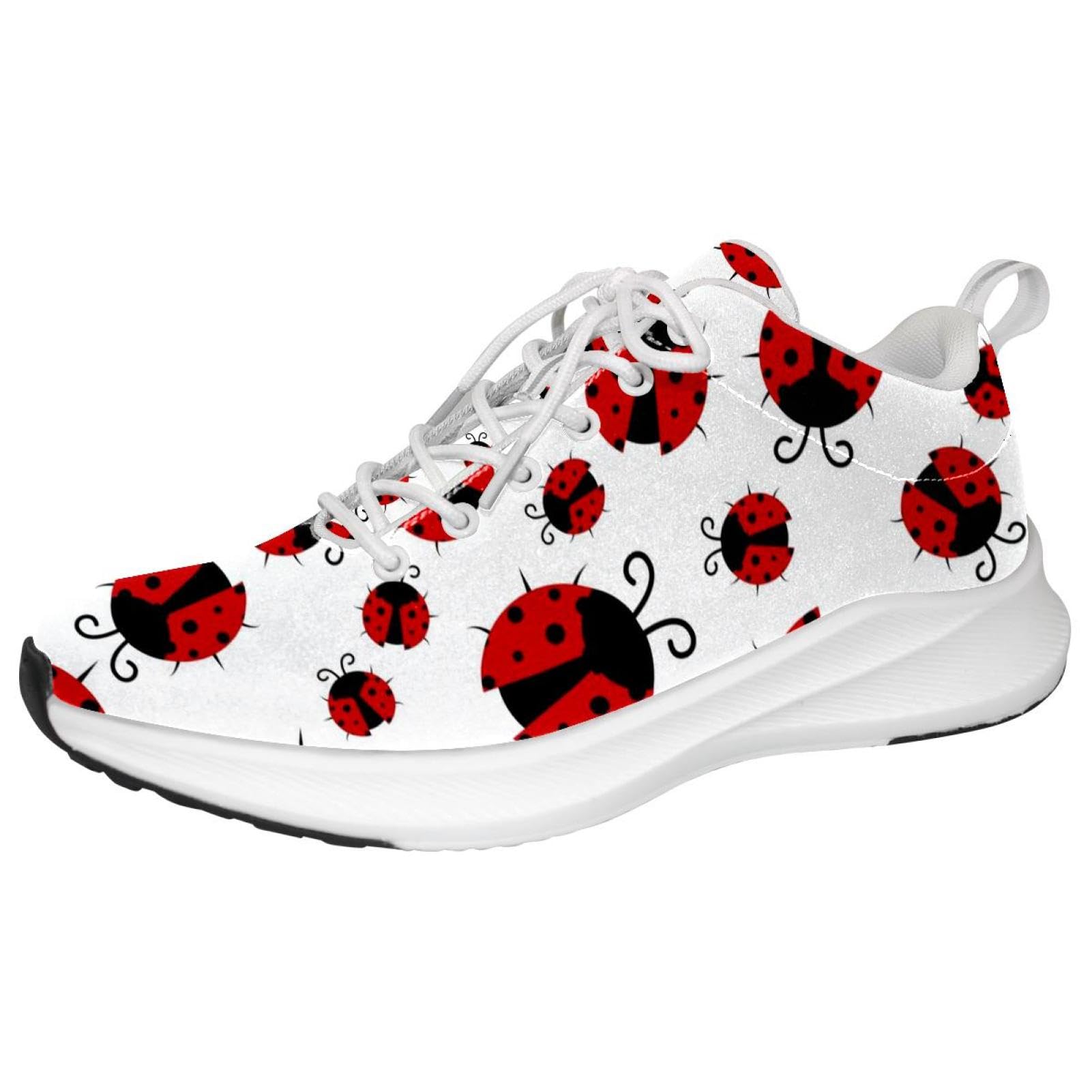 MhrsLifePack Women's Running Shoes Sports Shoe Shockproof Slip Ladybug 10 Girls Sneakers Print Lightweight Multicolor