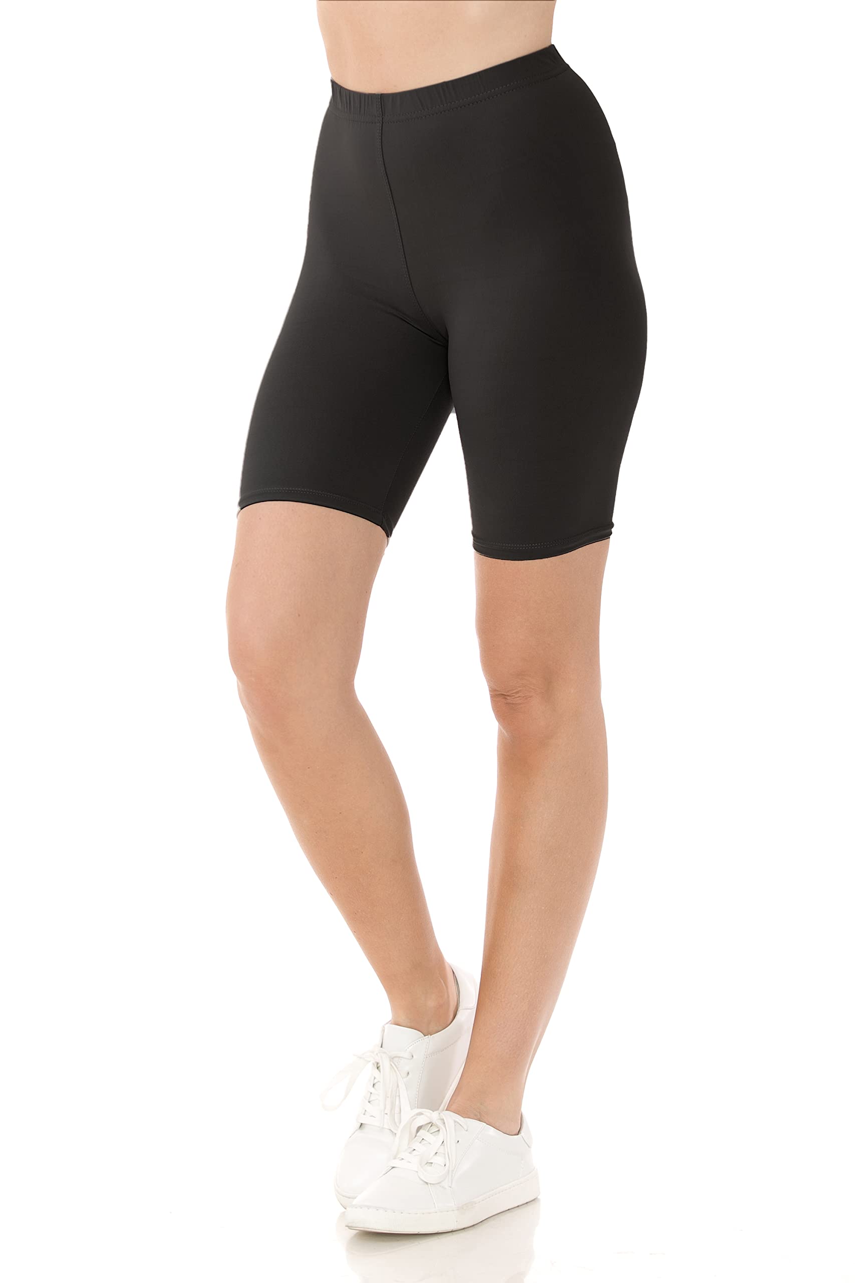 Leggings Depot Women's Buttery Soft Fashion Biker Shorts Athletic Shorts for Yoga, Black, Small