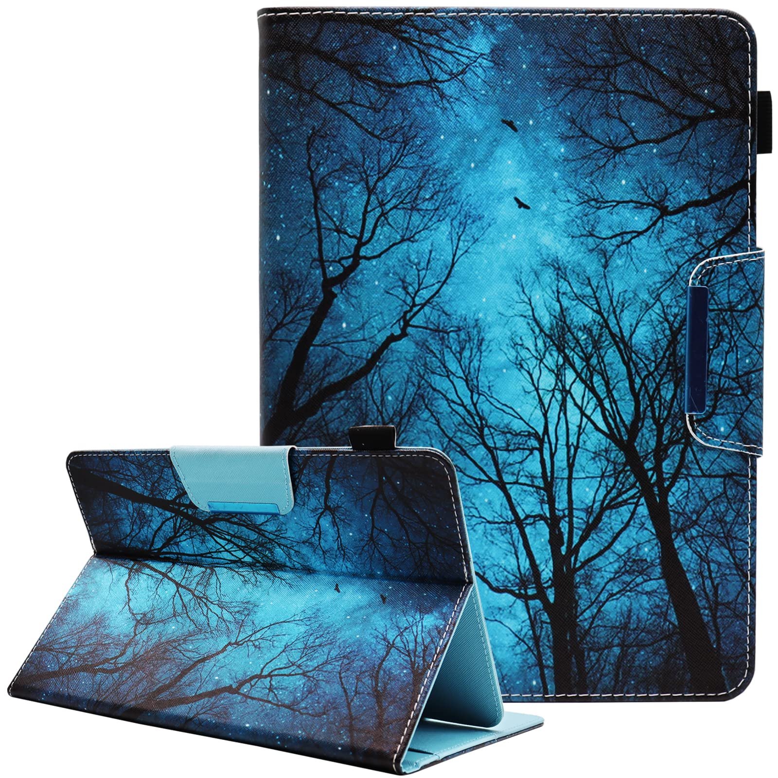 Universal 7 8 Inch Android Tablet Case, Nannxiebky Multi-Angle Viewing Stand PU Leather Wallet Tablet Case Cover for 7 8 Inch and More 7" - 8.5" Tablet, Bird Flower