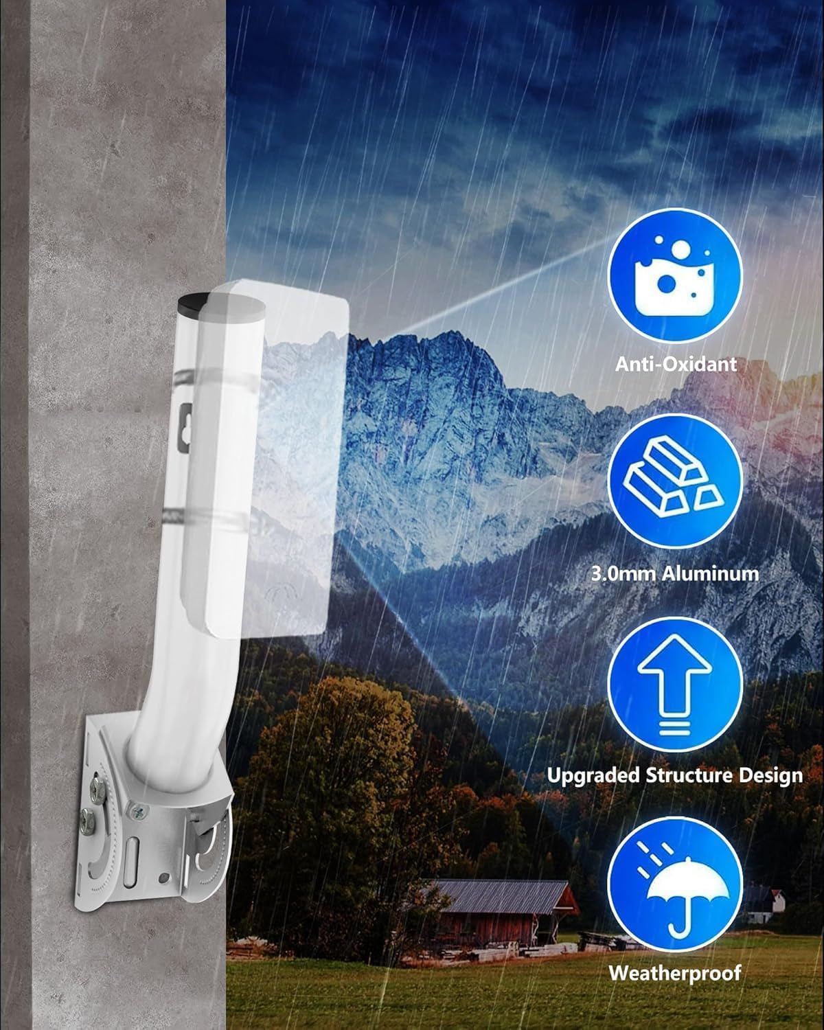 Universal Antenna Mount, 12" Adjustable J Pole Mounting with Weather Proof, Pole and Wall Mounted Bracket Mount for Wireless Bridges,AP,Access Point,Starlink Satellite,Weather Station,WiFi Router