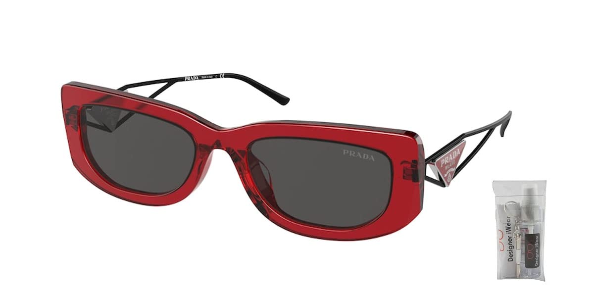 Prada PR14YS 1AB5S0 53MM Black/Dark Grey Rectangular Sunglasses for Women + BUNDLE with Designer iWear Eyewear Kit