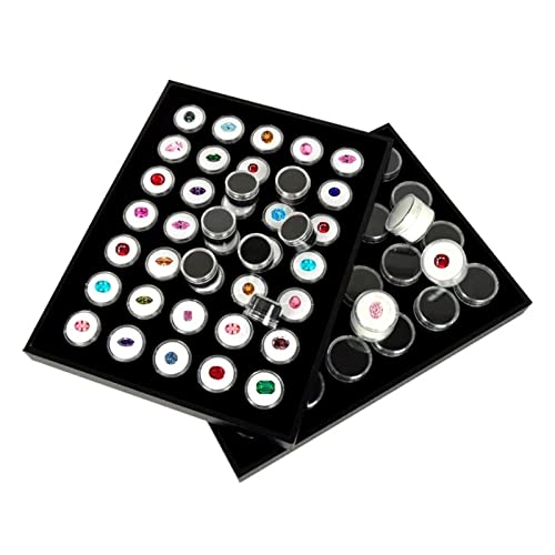 MEGTRI Womenjewelrybox Novel Gem Jar Display Gemstone Insert Tray Jewelry Charms Beads Organizer White Foam Round Box Lining Show Case Holder