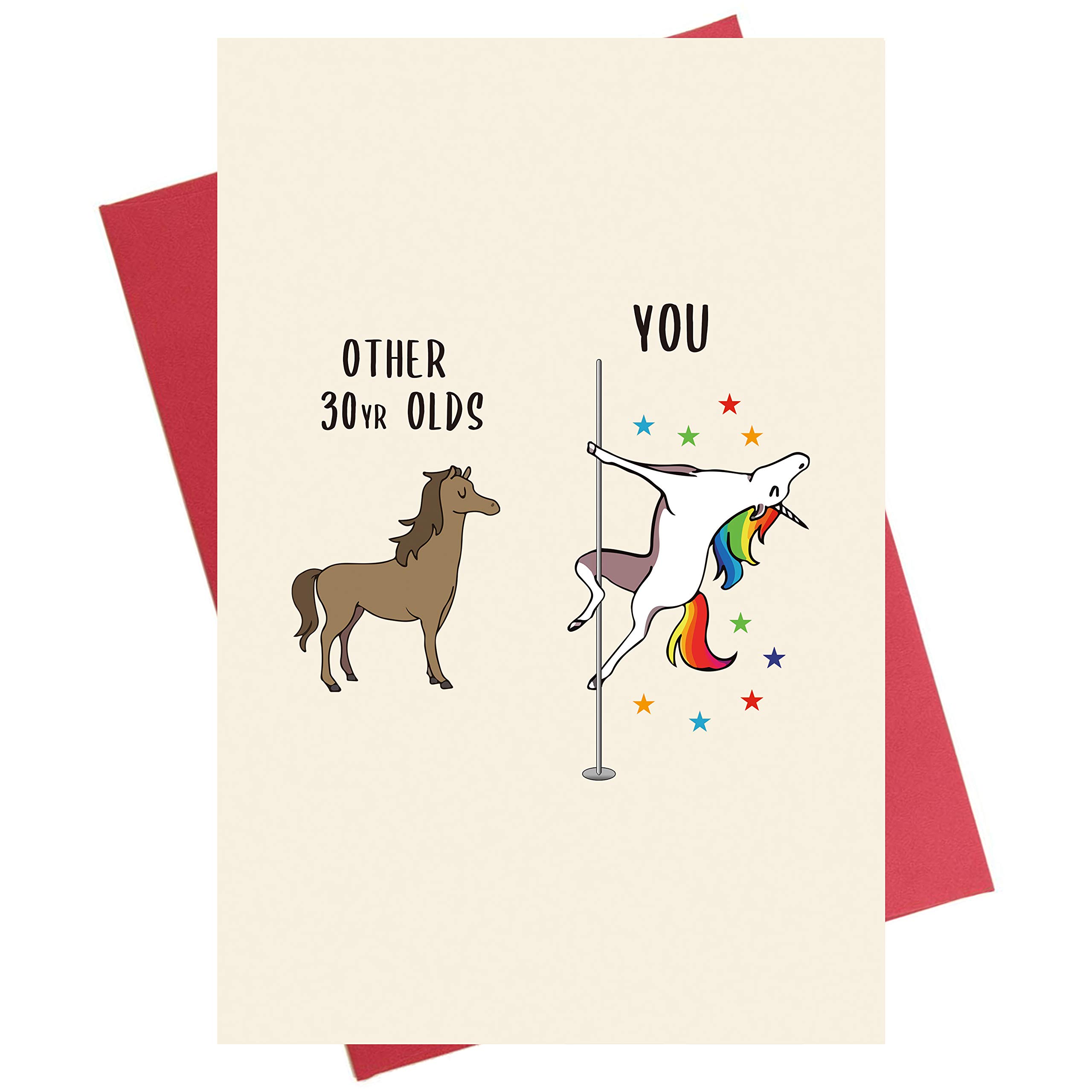 Kirynurd Unicorn Birthday Card, 30th Birthday Card For Men Women, Funny 30 Year Old Card, Pole Dancing Unicorn