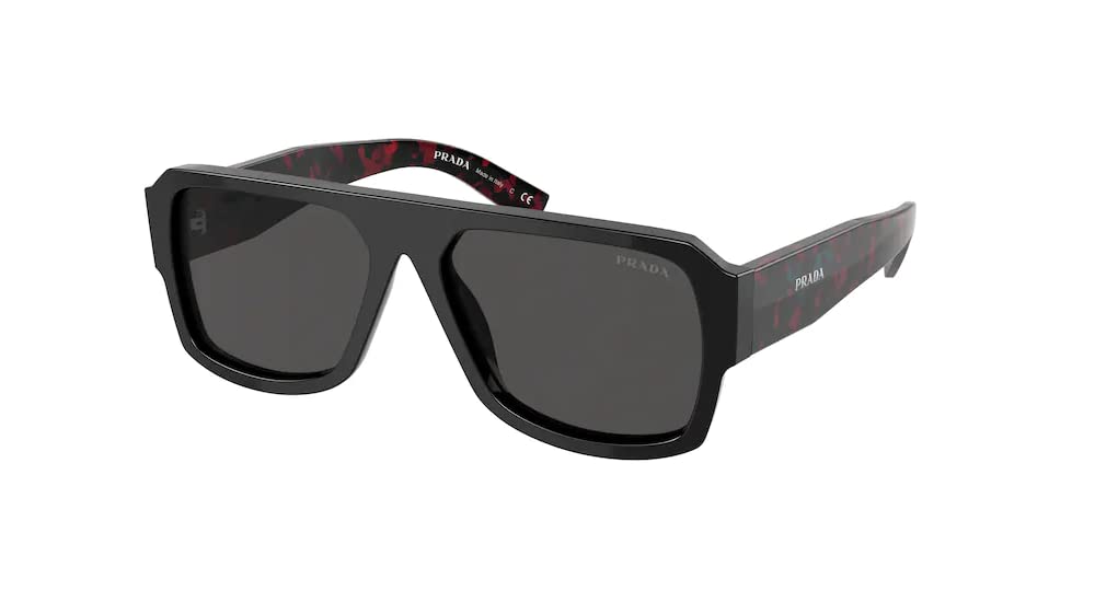 Prada PR22YS 1AB5S0 56MM Black/Dark Grey Aviator Sunglasses for Men + BUNDLE With Designer iWear Eyewear Kit