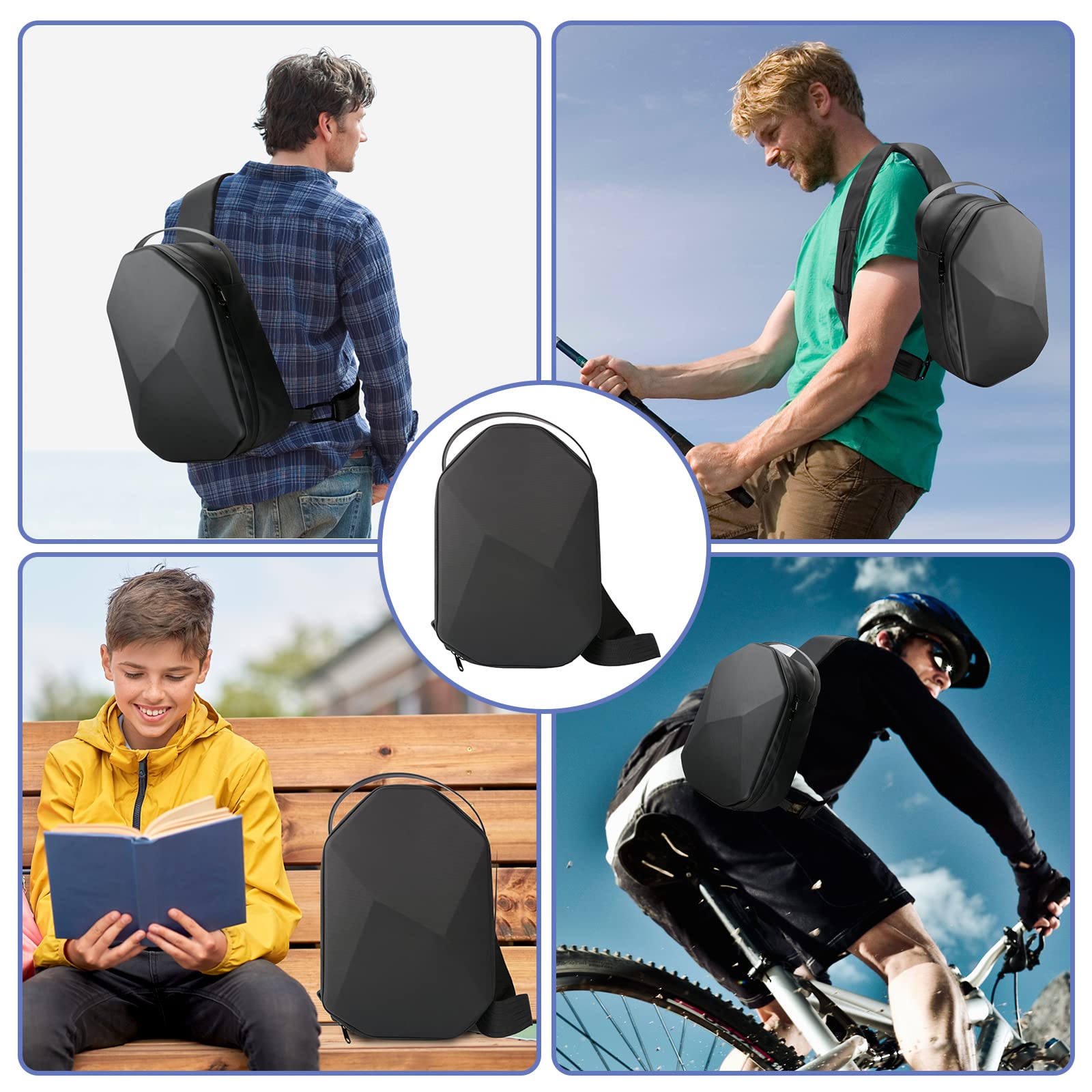 ProCattle Hard Shell Carrying Case Compatible with Oculus Quest VR Gaming Headset and Touch Controllers Accessories,Crossbody Shoulder Chest Backpack Suitable for Travel and Home Storage- Black