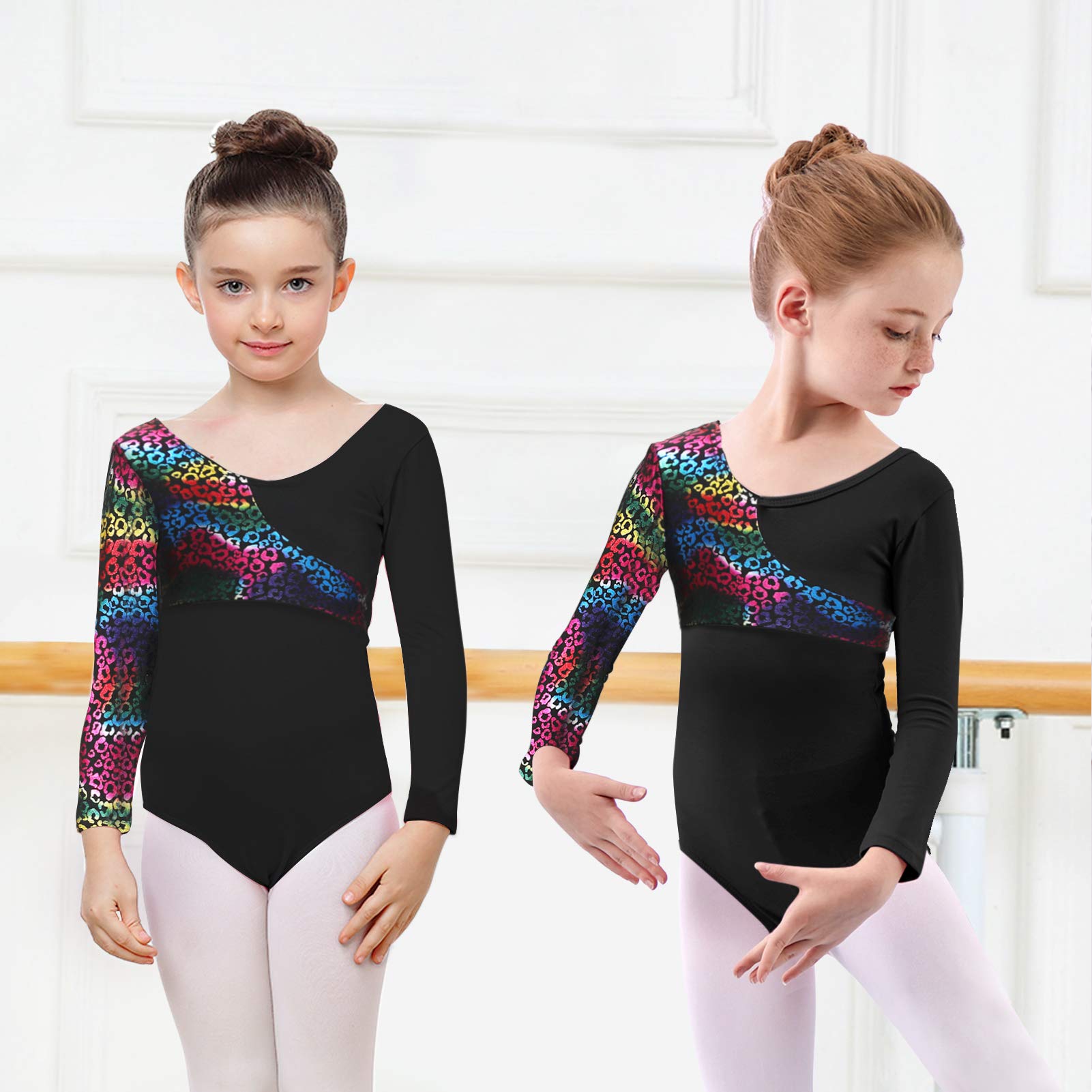 Leotards for Girls Gymnastics Sparkle Leopard Print Ballet Dance Unitards Outfit (10/12Y)