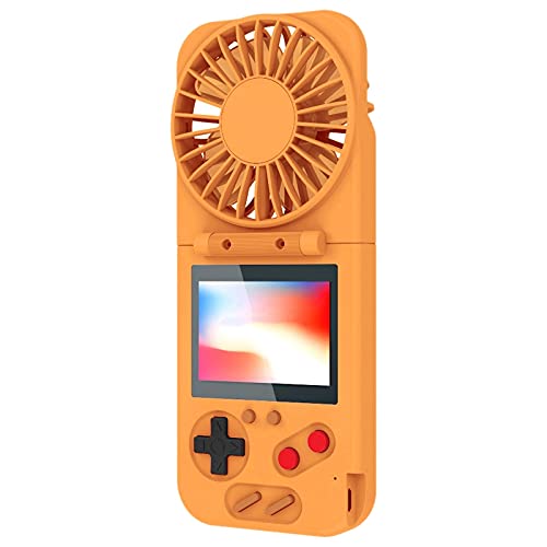 UNNIC Portable Fan, Rechargeable Battery 800MAh Folding USB Fan Handheld Retro Game Console with 500 Games(Yellow)