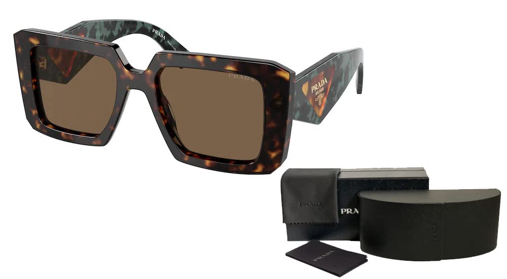 Prada PR23YS 2AU06B 51MM Tortoise/Dark Brown Square Sunglasses for Women + BUNDLE With Designer iWear Eyewear Kit