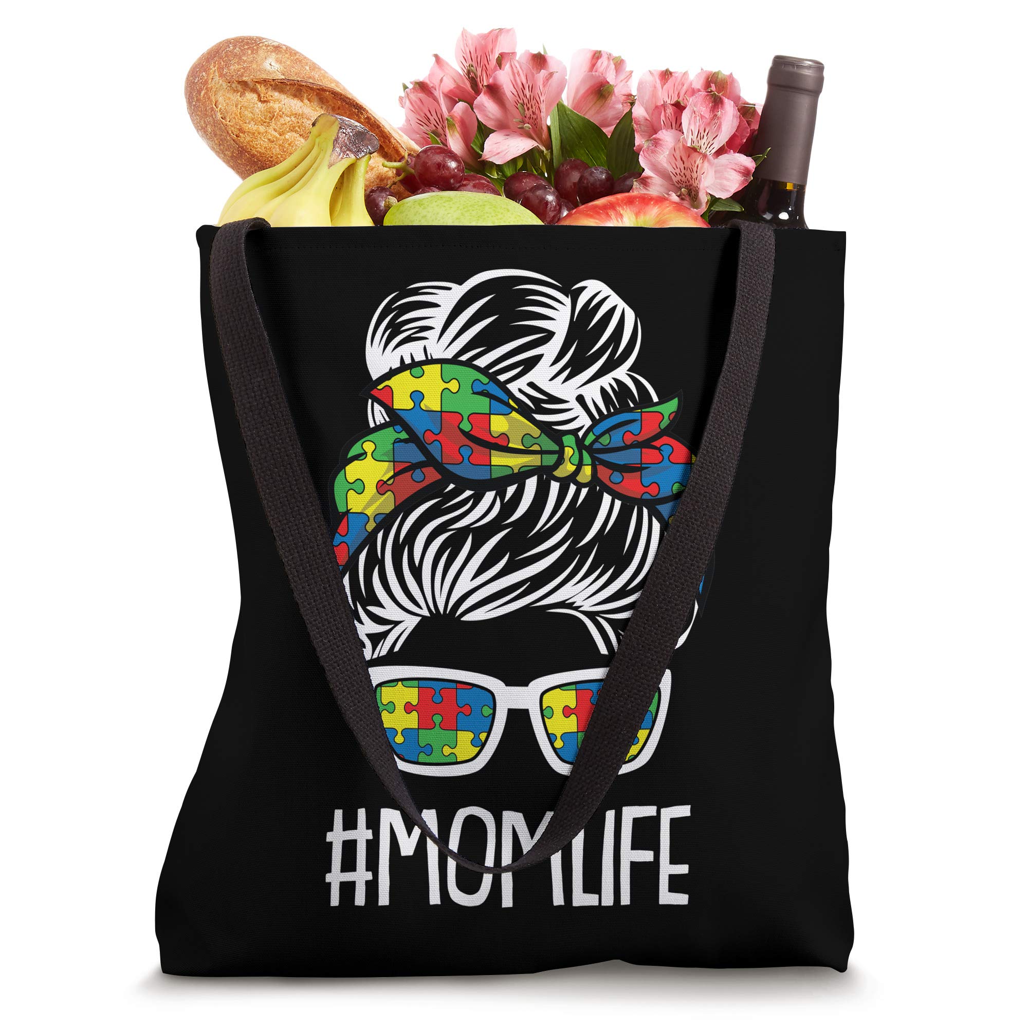 Mom-Life Mothers-Day Autism Awareness Mama Mommy Momma Tote Bag
