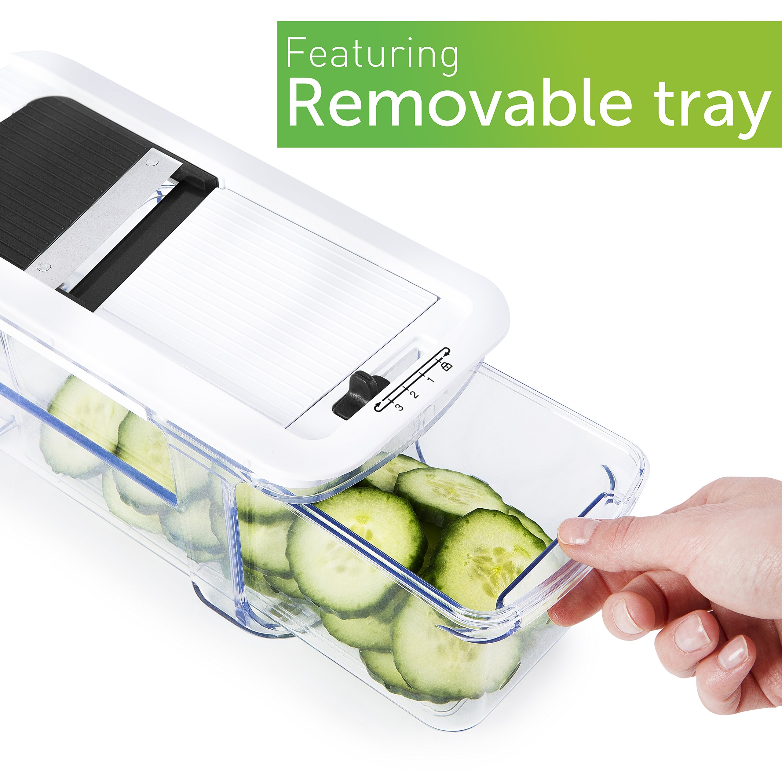 PrepNaturals Adjustable Mandoline Slicer with Spiralizer Vegetable Slicer - Black Veggie Slicer Mandoline Food Slicer with Julienne Grater - V Slicer