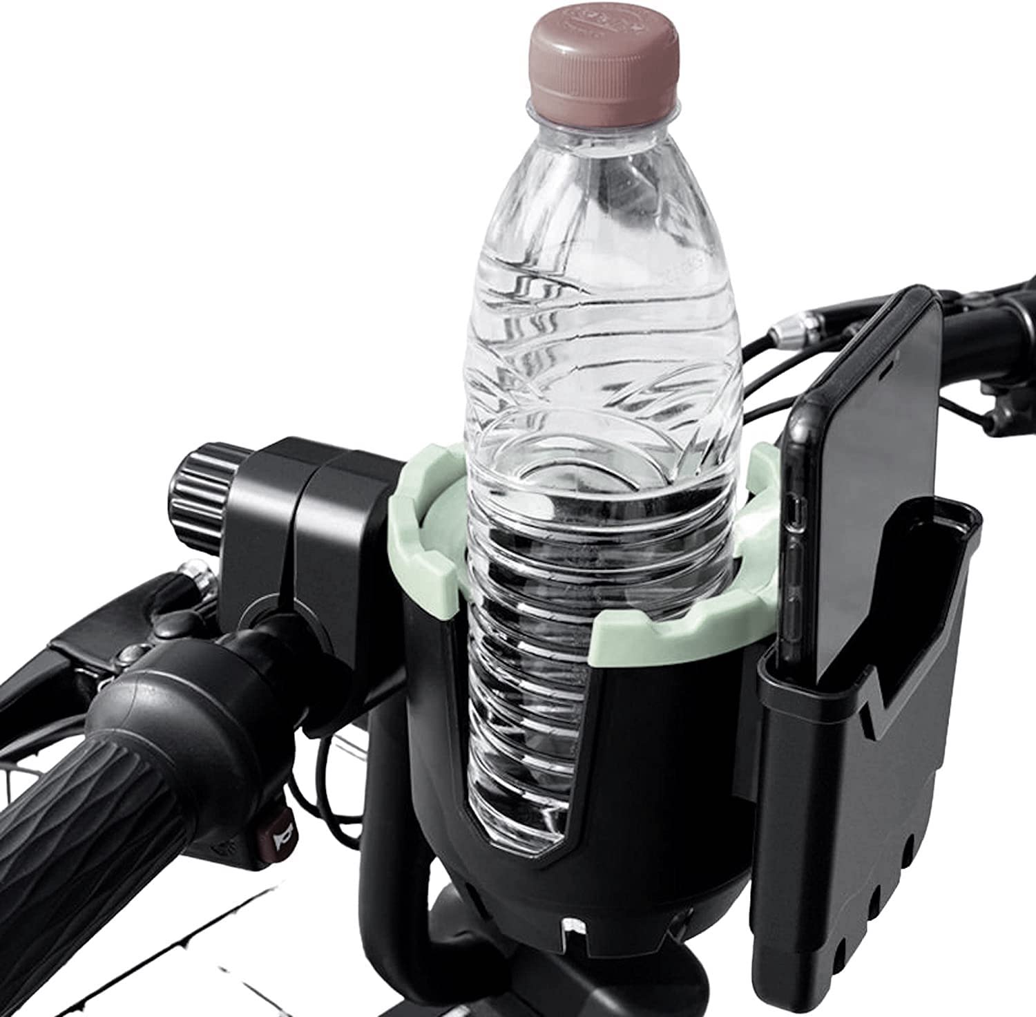 Universal Cup Holder & Phone Holder, E-Bike, Electric Scooter & Stroller Cup Holder, Bike Cup Holder, Large Caliber Designed Cup Holder, 360 Degrees Rotation Cup Drink Holder, Black (Black)