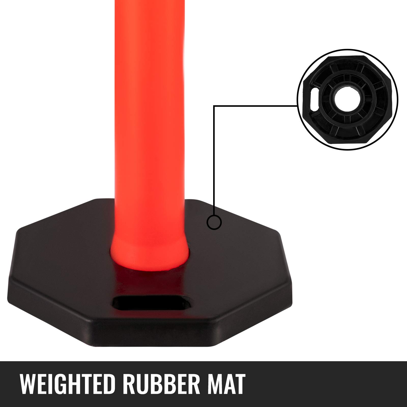 VEVOR 12Pack Traffic Delineator Posts 44 Inch Height, Channelizer Cones Post Kit 10 inch Reflective Band, Delineators Post with Rubber Base 16 inch for Construction Sites, Facility Management etc