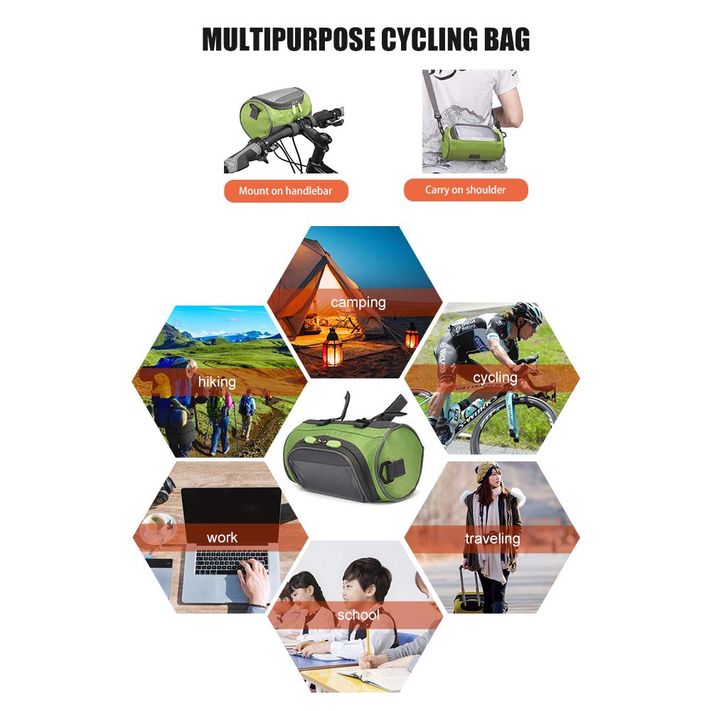 Lixada Bike Handlebar Bag,Waterproof Bike Basket Bicycle Front Storage Bag with Transparent Pouch Touch Screen and Removable Shoulder Strap for Road Bikes, Mountain Bikes and Motorcycles
