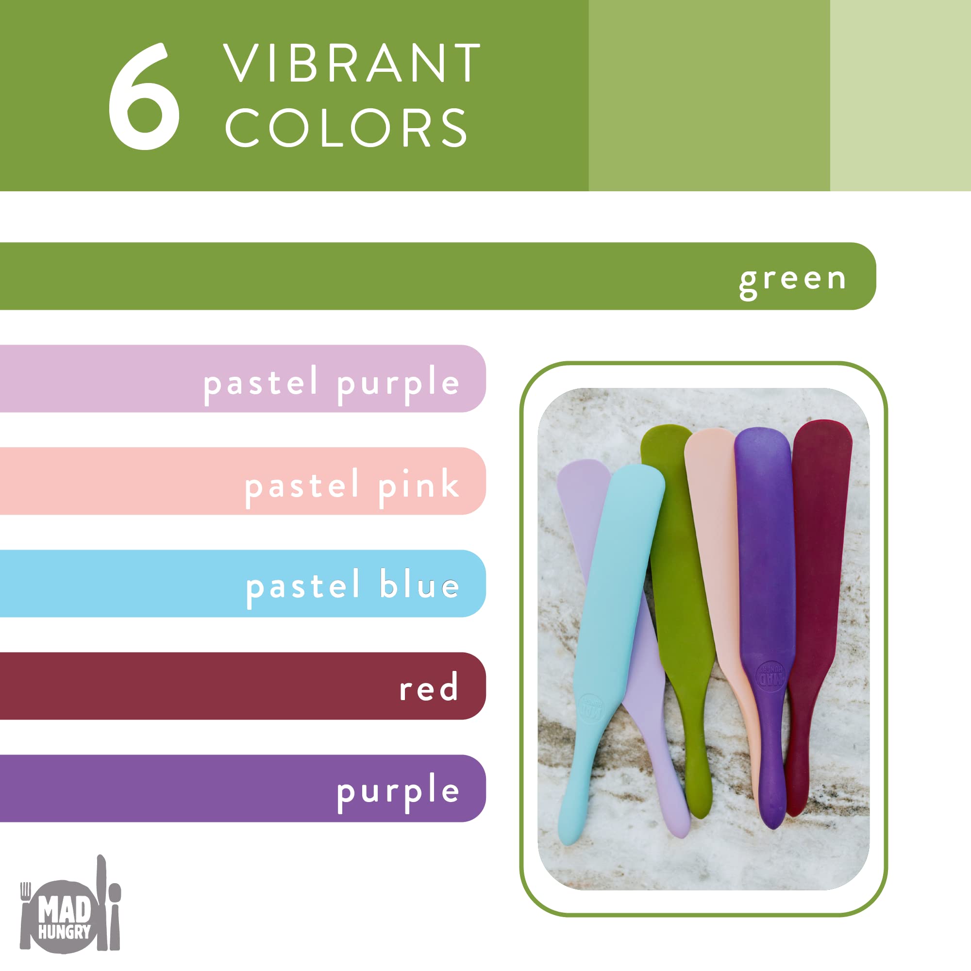 Mad Hungry Spurtle Silicone Set 2-Piece - Kitchen Spatula Spoon Tools for Cooking, Narrow Jar Scraper, Mixing Spoons, Icing Cake & Frosting Knife Spreader, Slim & Slotted Thin Paddle Spurtles Utensil