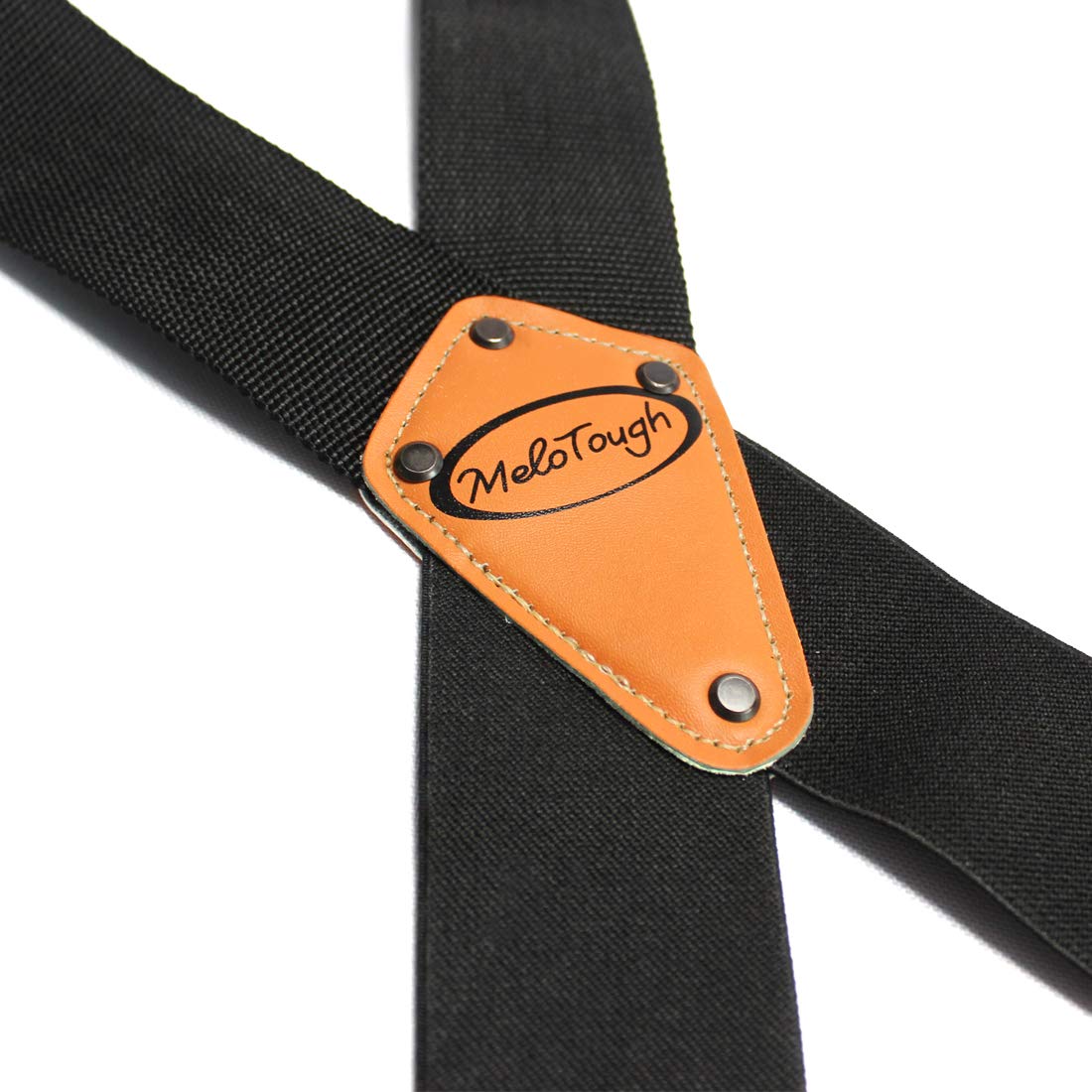 Melo Tough Men's Industrial Strength Suspenders Partial Elastic Tradesperson's Suspenders 2 inch Wide Tool Belt Suspenders (Black)