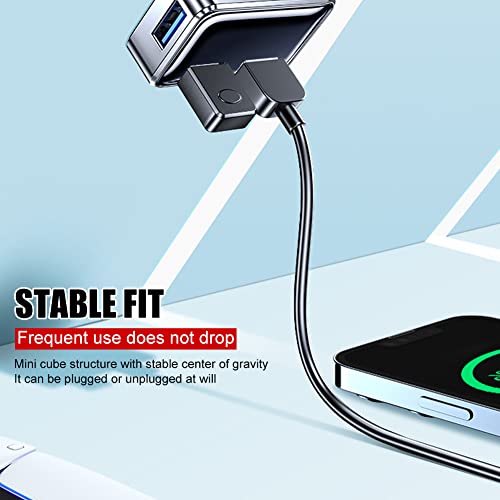 YOUNICE Car USB Hub 3.0 High Speed 3 Ports Mini Cube USB Docking Station Glove Box USB Adapter for Model 3 Model Y (Silver)