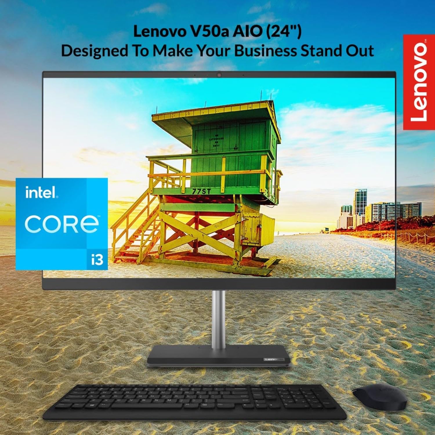 Lenovo V50a Business All-in-one Computer, 23.8" FHD IPS Display, Intel 4-Core Processor, 16GB RAM, 1TB PCIe SSD, Wi-Fi, Webcam, DVD-RW, HDMI, Extra Monitor Support, 2X USB-C, Windows 11 Pro