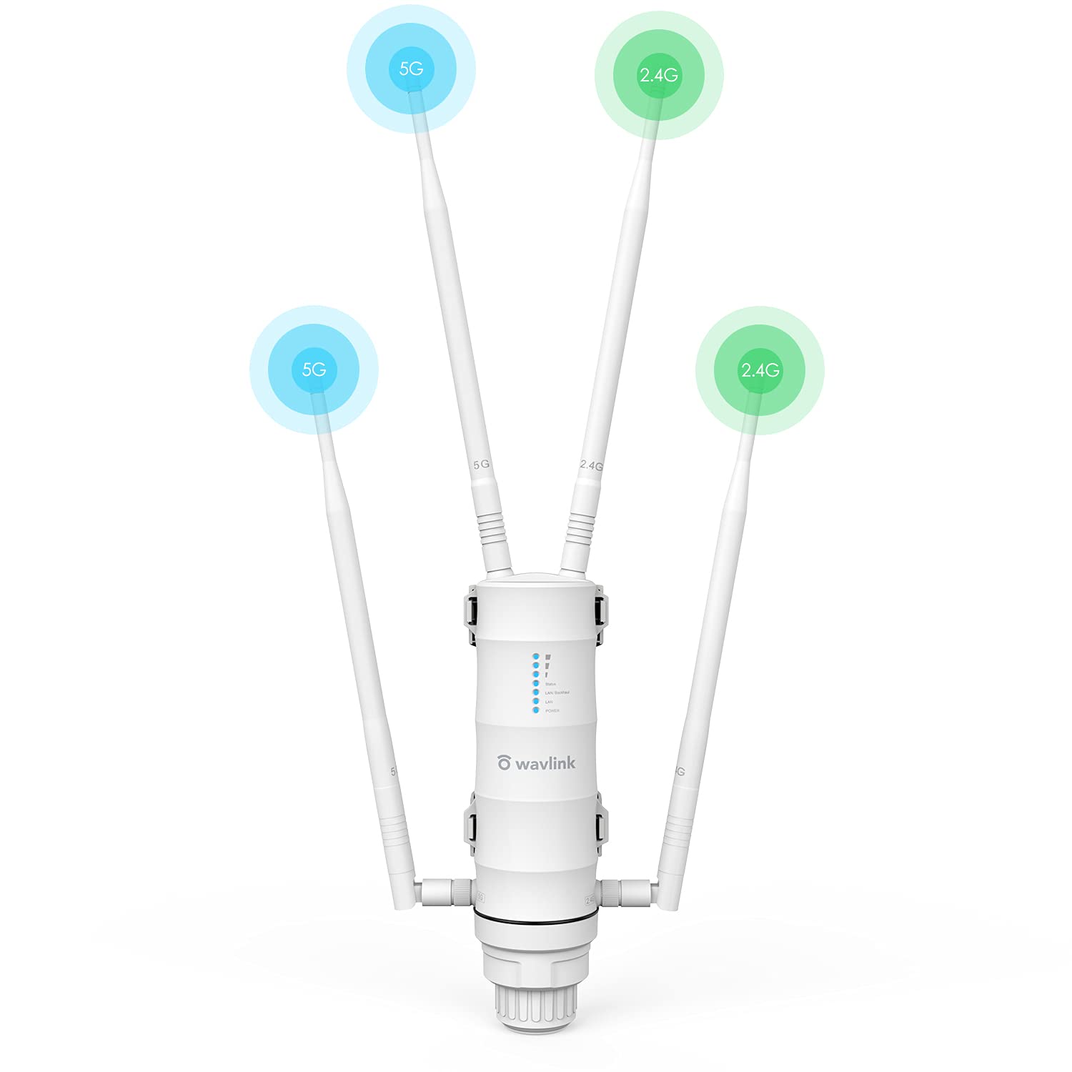 WAVLINK AC1200 High Power Outdoor Weatherproof WiFi Range Extender/Access Point/Router/Mesh with Passive POE, Dual Band 2.4GHz 300Mbps+5.8 GHz 867Mbps, 4x7dBi Detachable Omni Directional Antenna