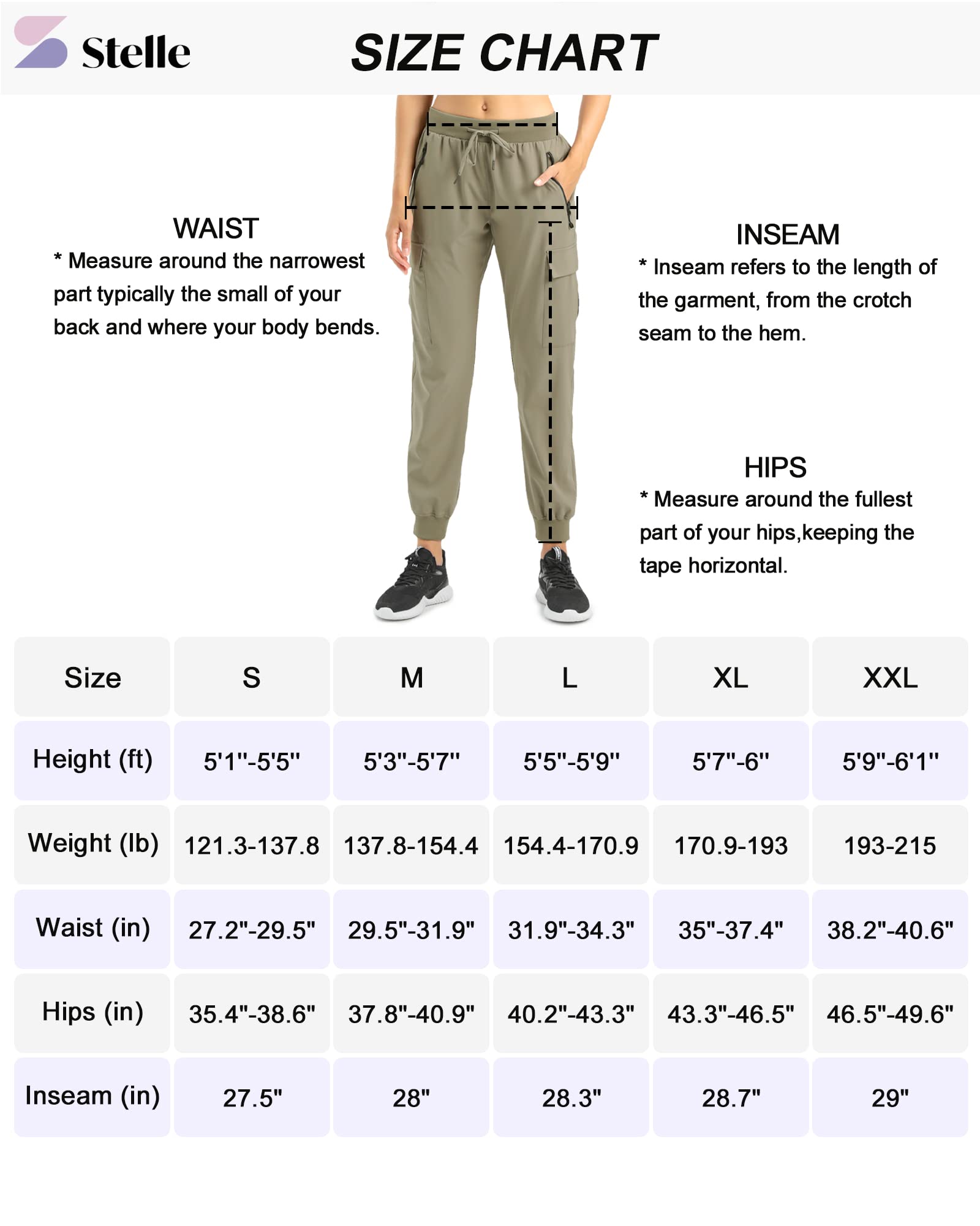Stelle Womens UPF 50 Lightweight Quick Dry Hiking Cargo Jogger Pants with Zipper Pockets for Outdoor Workout (Navy-26, Small)