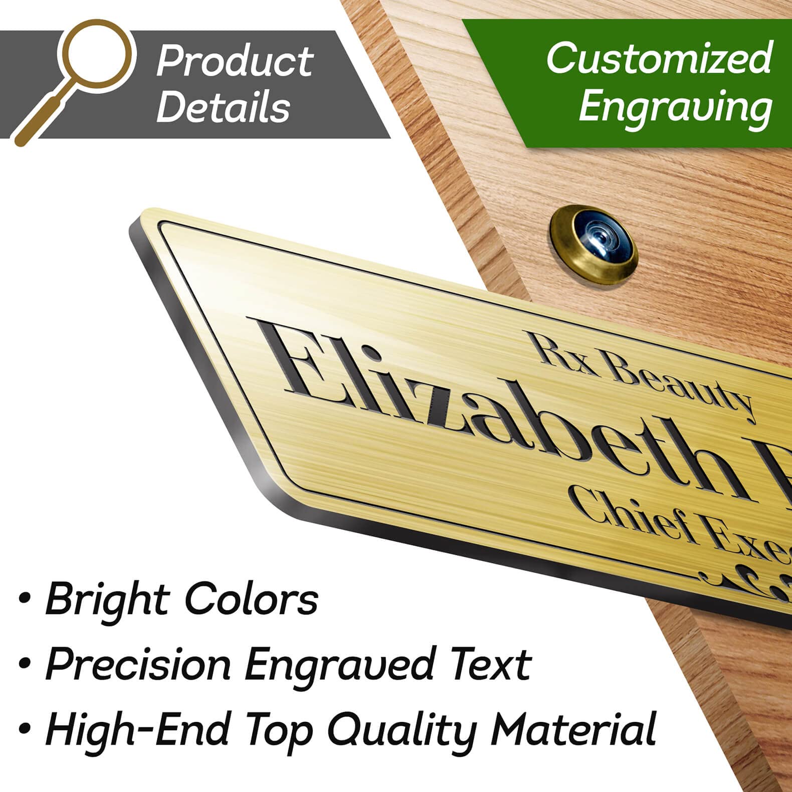 Name Plates for Doors, Custom Office Door Signs, Personalized Wall Plaques - 2.5x8 Inch, 18 Colors, (Prestige) Made in USA By My Sign Center