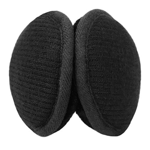 LETHMIK Outdoor Foldable EarMuffs,Unisex Winter Packable Knit Warm Fleece Ear Warmers Cover Black