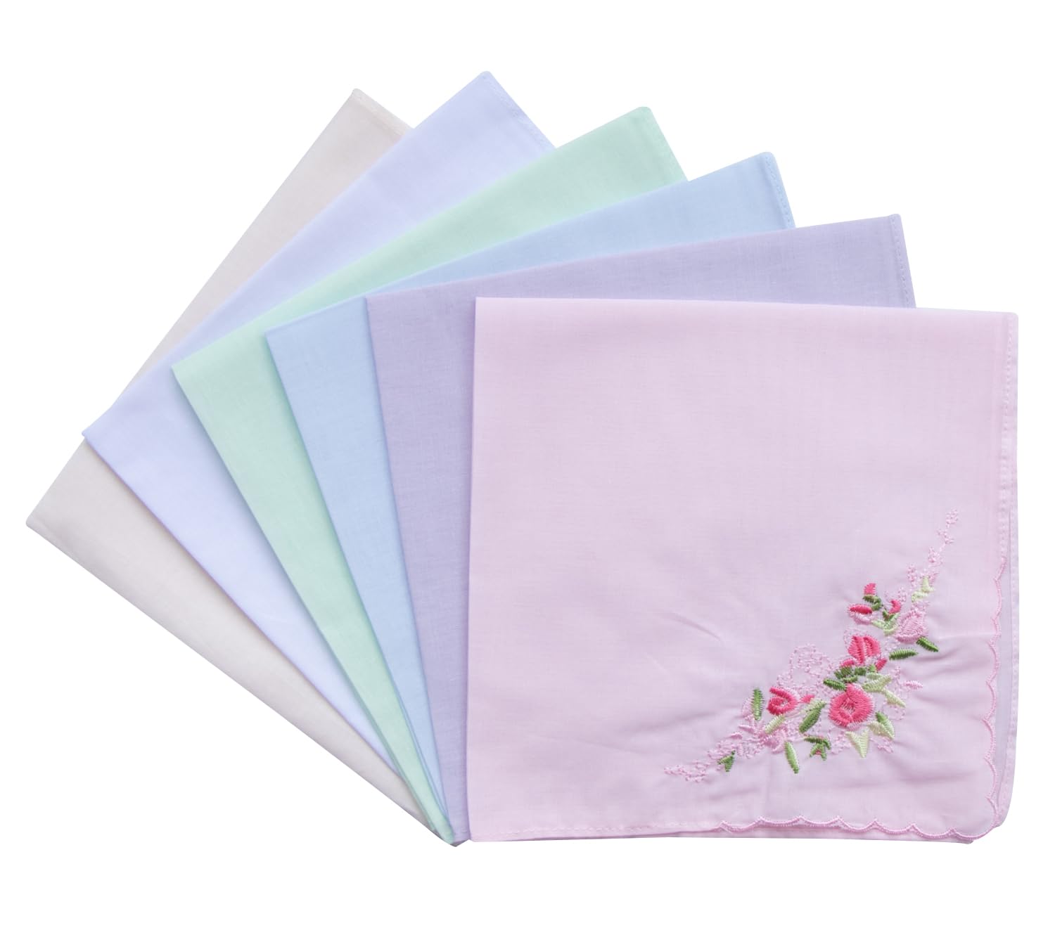 La closure Vintage Floral Cotton Embroidered Ladies Handkerchiefs 3PCS