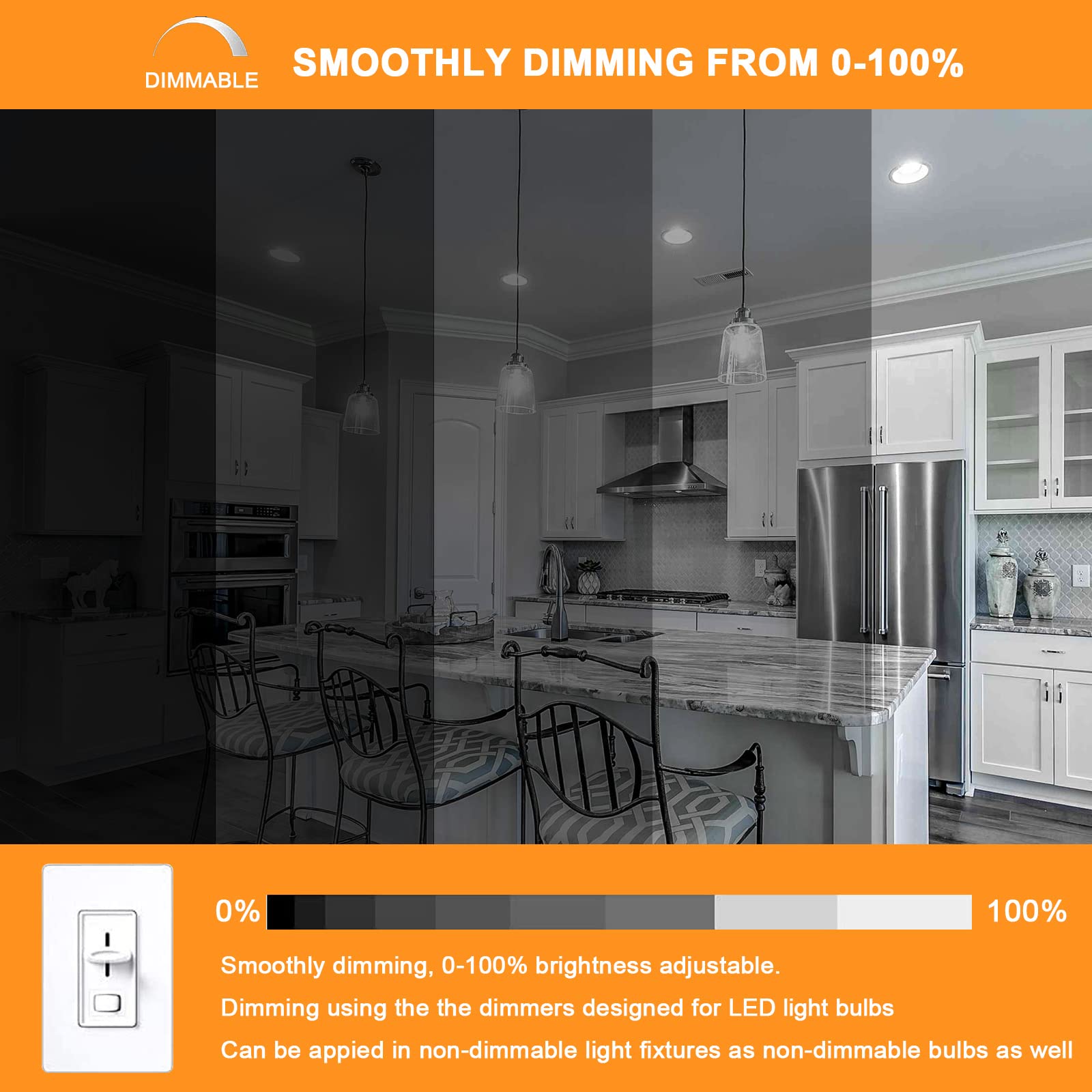 Lacnooe E12 C7 Led Candelabra Bulbs 6000k Daylight White, 40 Watt E12 Halogen Equivalent,T6 Small Base 120V E12 C7 LED Light Bulbs 5W 450LM Bright Cool White for Ceiling Fan Chandelier Light, 4 Pack