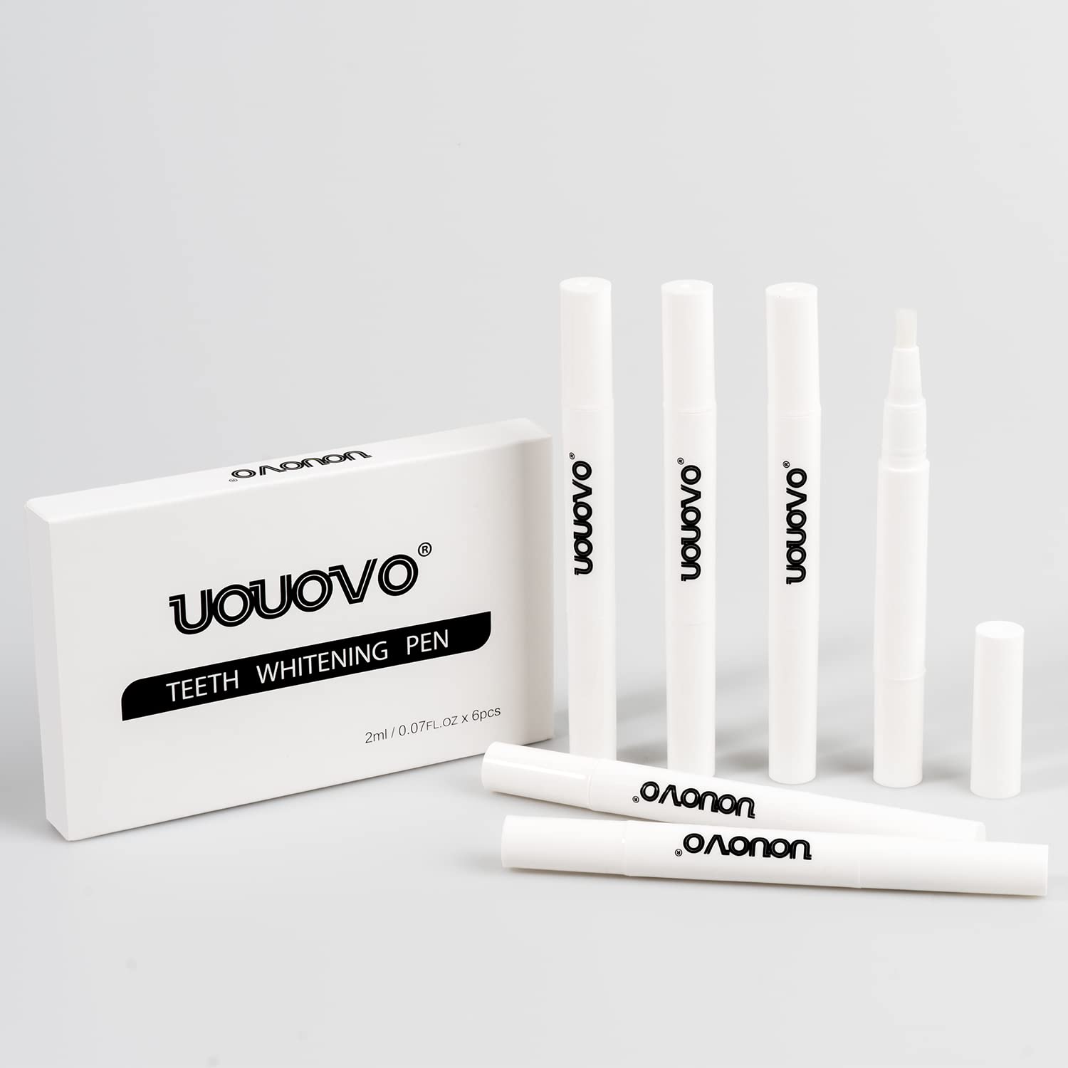 Uouovo Teeth Whitening Pen(6 Pcs) - 90+ Uses - Effective & Painless Whitening - Visibly Whiter Teeth After 1 Week, Natural Mint Flavor