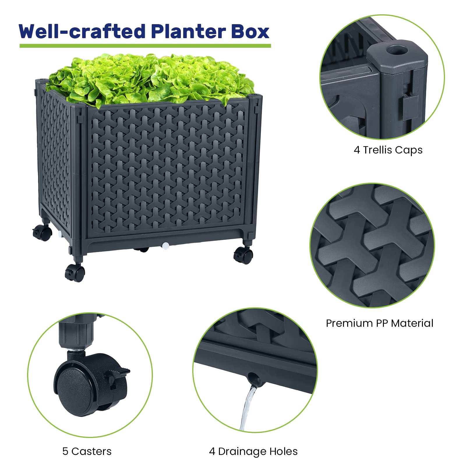 LINEX Raised Garden Bed Planter Box with Trellis, 67.6β Tomato Planters for Climbing Plants Vegetable Vine Flowers Outdoor Patio, Tomatoes Cage w/Self-watering & Wheels