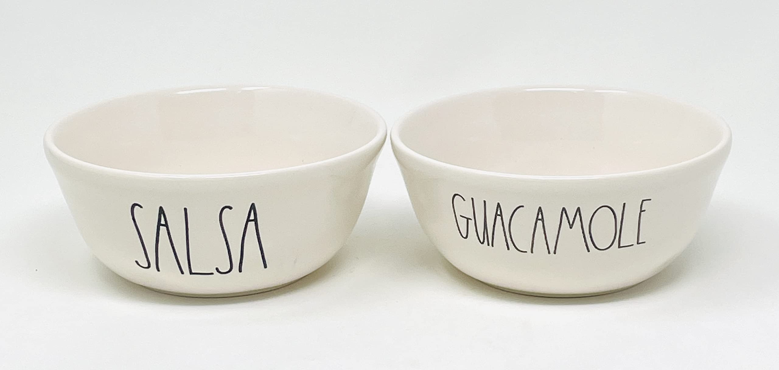 Rae Dunn GUACAMOLE + SALSA Bowl set of 2 Ceramic - 5 in