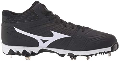 Mizuno Baseball Footwear Mid Mens Metal Baseball Cleat Black-white (9000), 12