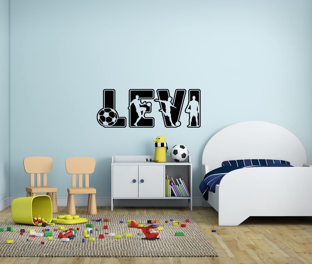 Soccer Custom Name Vinyl Wall Decal Sticker Art for Boys Rooms, Ball Player Theme Letters Bedroom Decor for Kids