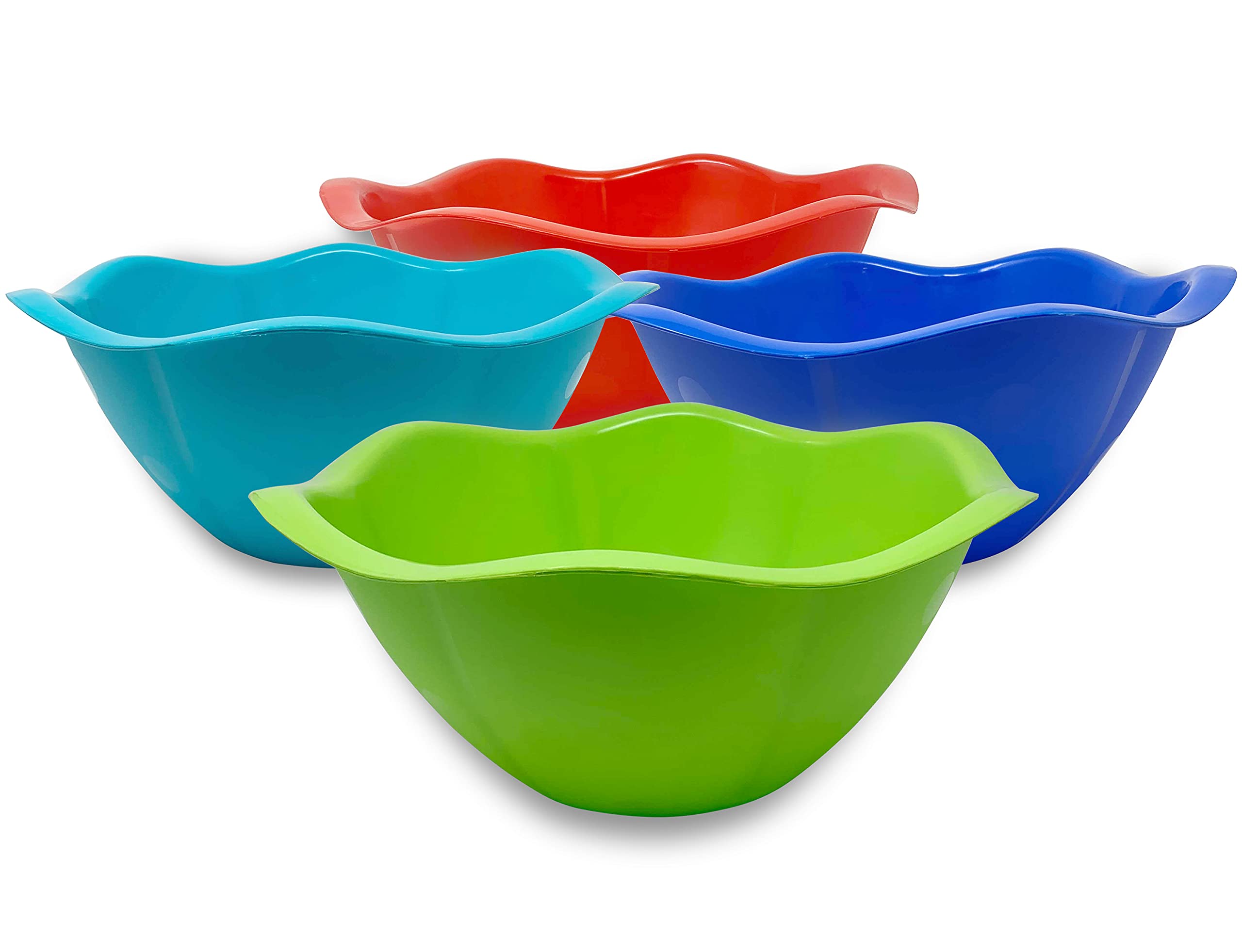 Plastic Serving Bowls for Parties (13inch Diameter - Set of 4), Chip Bowls for Parties, Popcorn Bowls, Plastic Bowls for Parties, Candy Bowls, Large Plastic Bowls