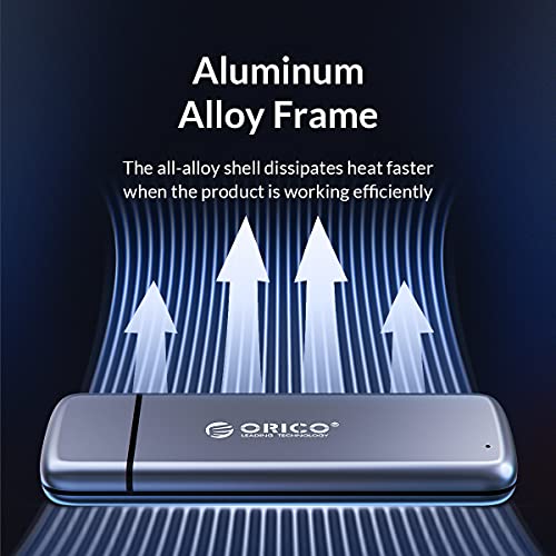 ORICO USB 3.1 Gen2 10Gbps USB-C NVME M.2 SSD Toolfree Case (M Key) Aliminum External Case Support 2230/2242/2260/2280 SSD Compatible M.2 SSD Conversion Adapter Enclosure Case M2L2-V03C3