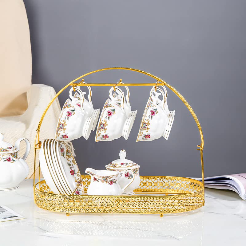 Piscepio Mug Holder Coffee Mug Rack Coffee Cup Holder Stand Dishes Organizer Wrought Iron Mug Drainer Storage Drying Rack for Counter Cabinet Table Kitchen Restaurant Office (Gold A)