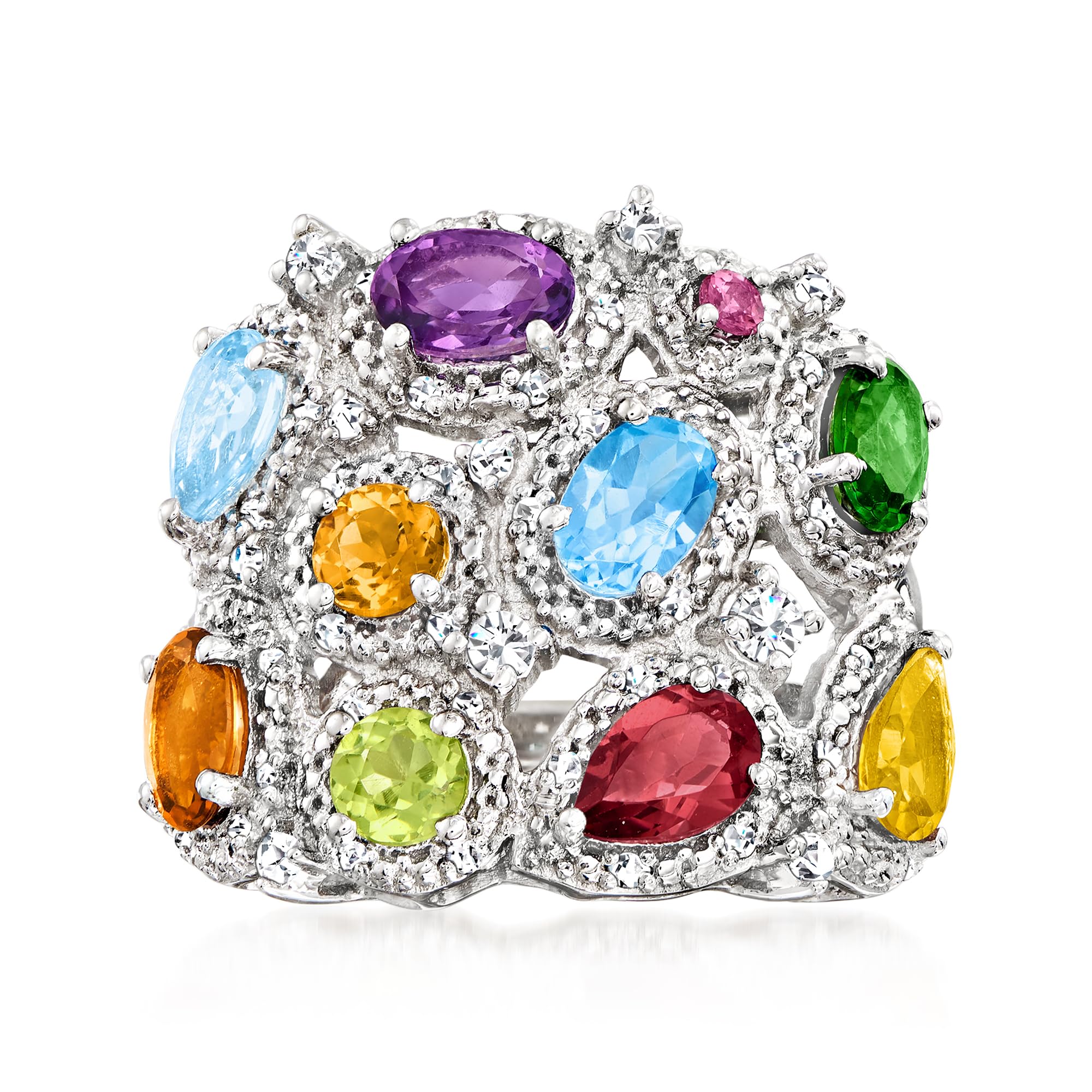 Ross-Simons 3.04 ct. t.w. Multi-Gemstone Ring in Sterling Silver. Size 7