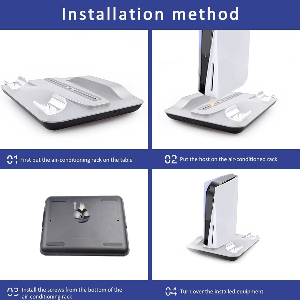 PS5 Cooling Station with Charging Station, PS5 Stand with Cooling Fan for Playstation 5 Console, 3 Rotating Speed, Accessories for PS5 Ultra HD Console and PS5 Digital Edition Playstation 5 Console
