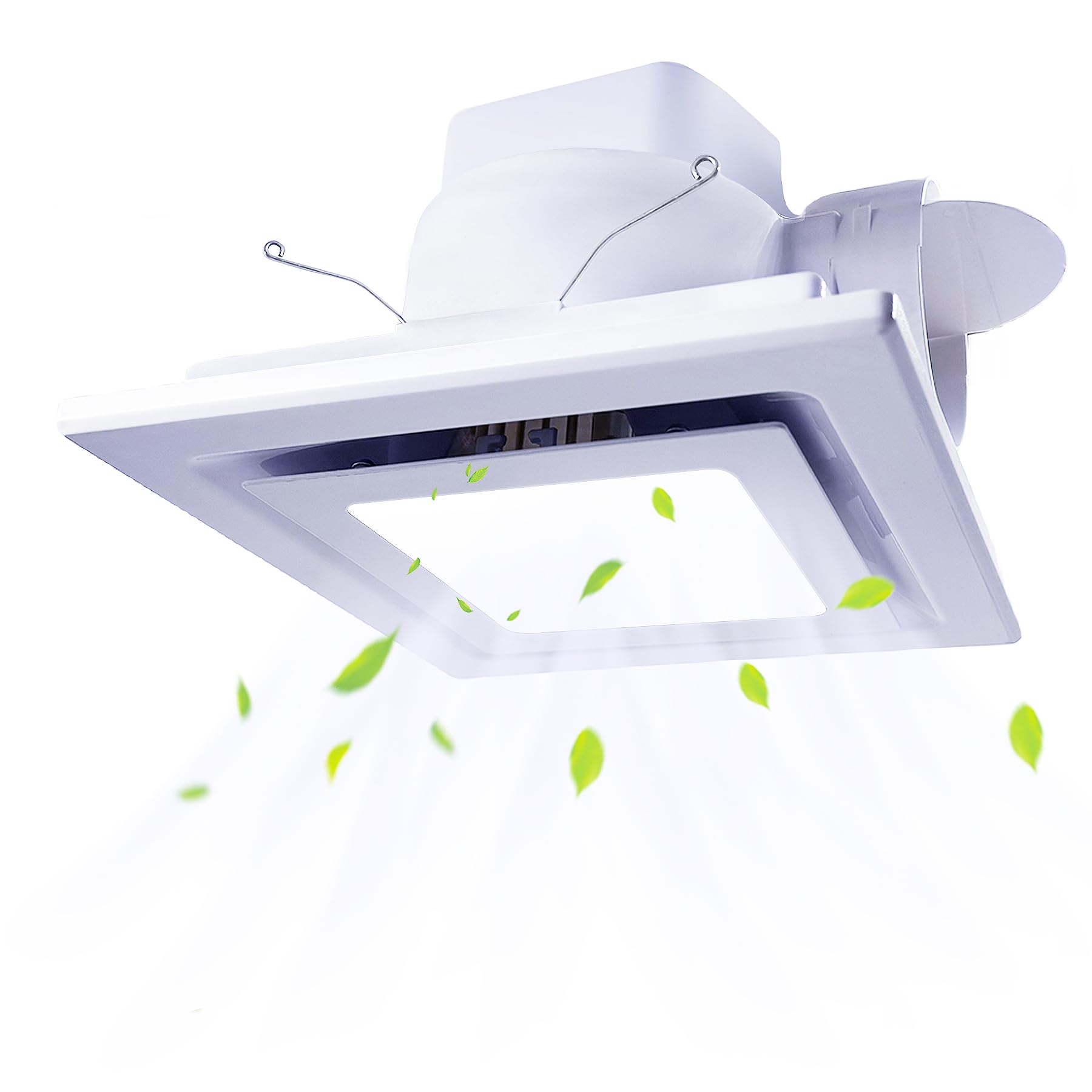 Yopmb Bathroom Exhaust Fan with LED Light ,Square Ceiling Mount Quiet Exhaust Fan for Shower/Bathroom/Office/Home/Restroom,1.0Sone 110 CFM 110V 4" Duct, White