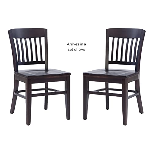 Linon Dark Brown Audrey Slatted Back Fully Assembled Set of 2 Side Chair, Dining Height