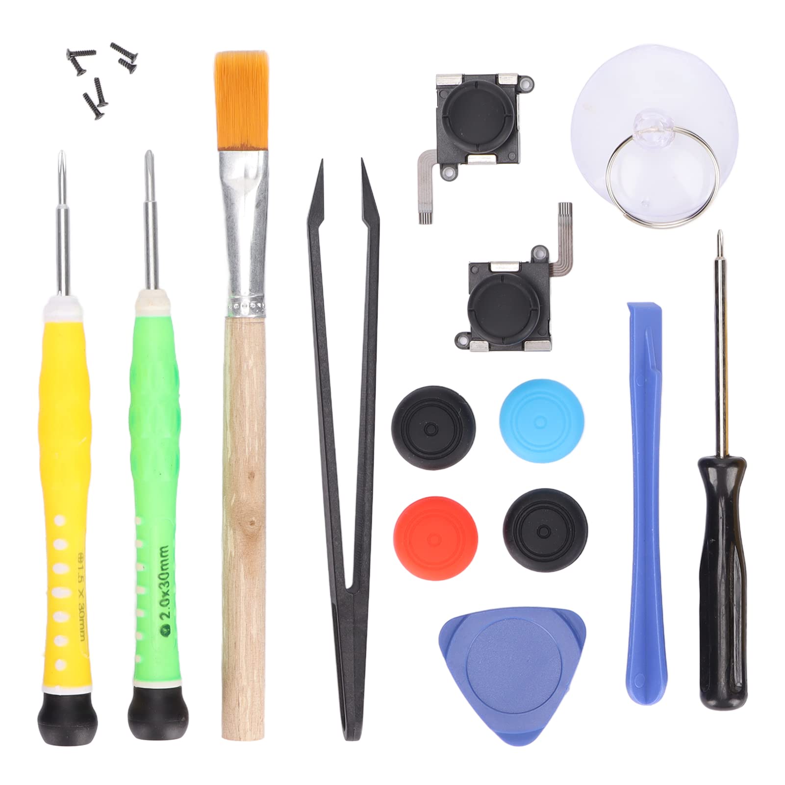 Repair Kit for Nintendo Switch, Analog Joystick, Keycap, Screwdriver, Tweezers, Cleaning Brush, Suction Cup,Portable Handle Repair Tool Set for Switch Lite