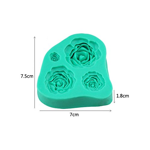 Pard 4 Size Roses Flower Silicone Cake Mold Chocolate Sugarcraft Decorating Fondant Tool, Blue