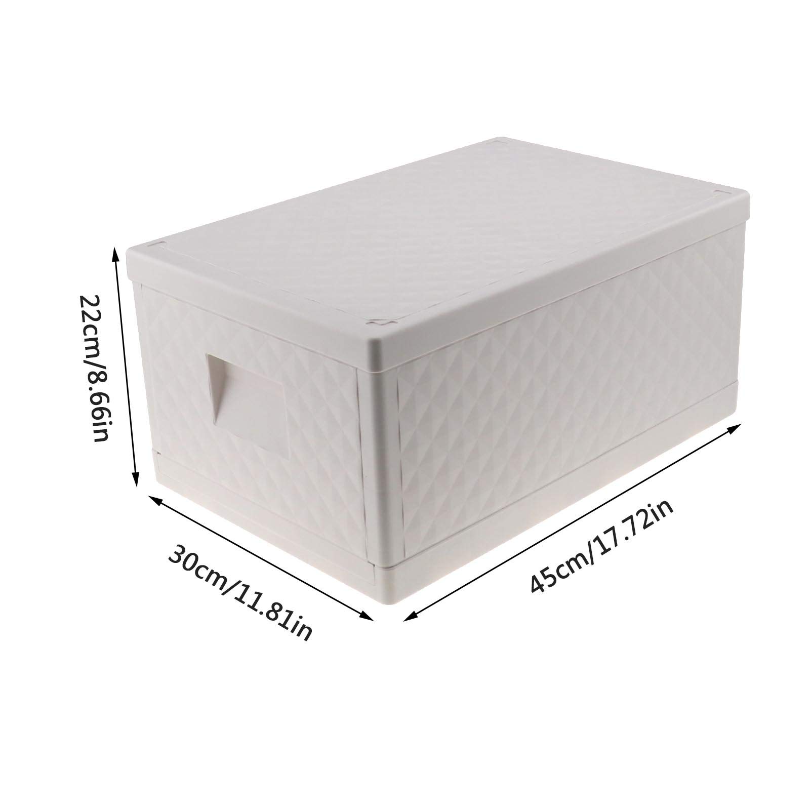 Micro Traders Collapsible Storage Bins with Lids Plastic Storage Boxes for Toy Media Sundry Vehicle Living Room Wardrobes Closets Storage (7.7x11.8x8.7inch) - Beige
