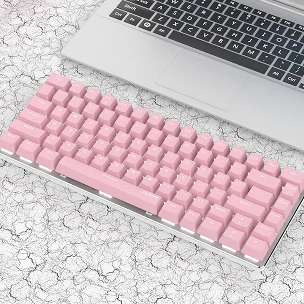 unband Mechanical Gaming Keyboard 82 Keys Wired White Backlit Keyboards Two-Color Injection Cover for Gamer Computer Laptop (Color : Red)