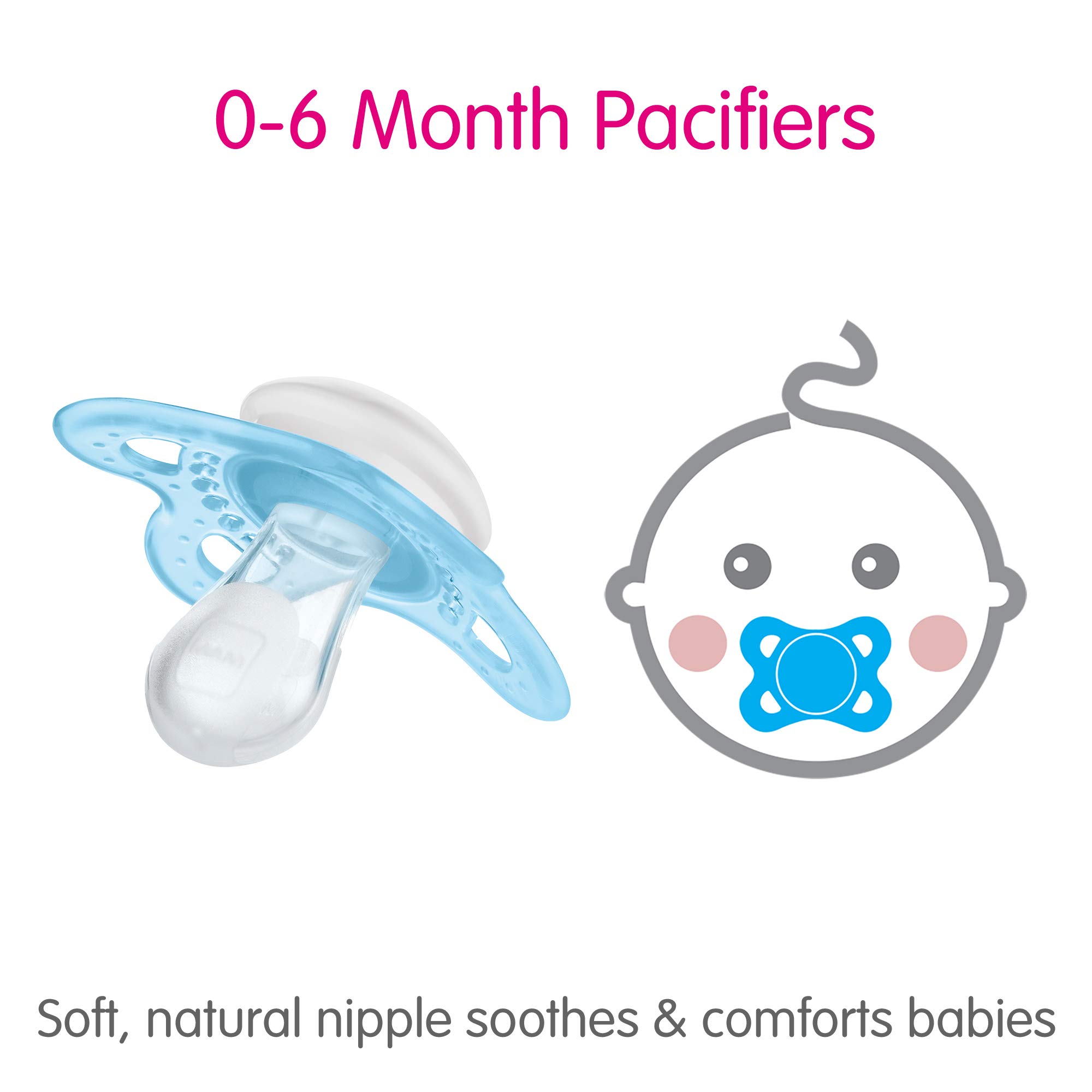 MAM Original Baby Pacifier, Nipple Shape Helps Promote Healthy Oral Development, Sterilizer Case, Love & Affection/Girl, 0-6 Months (Pack of 2)