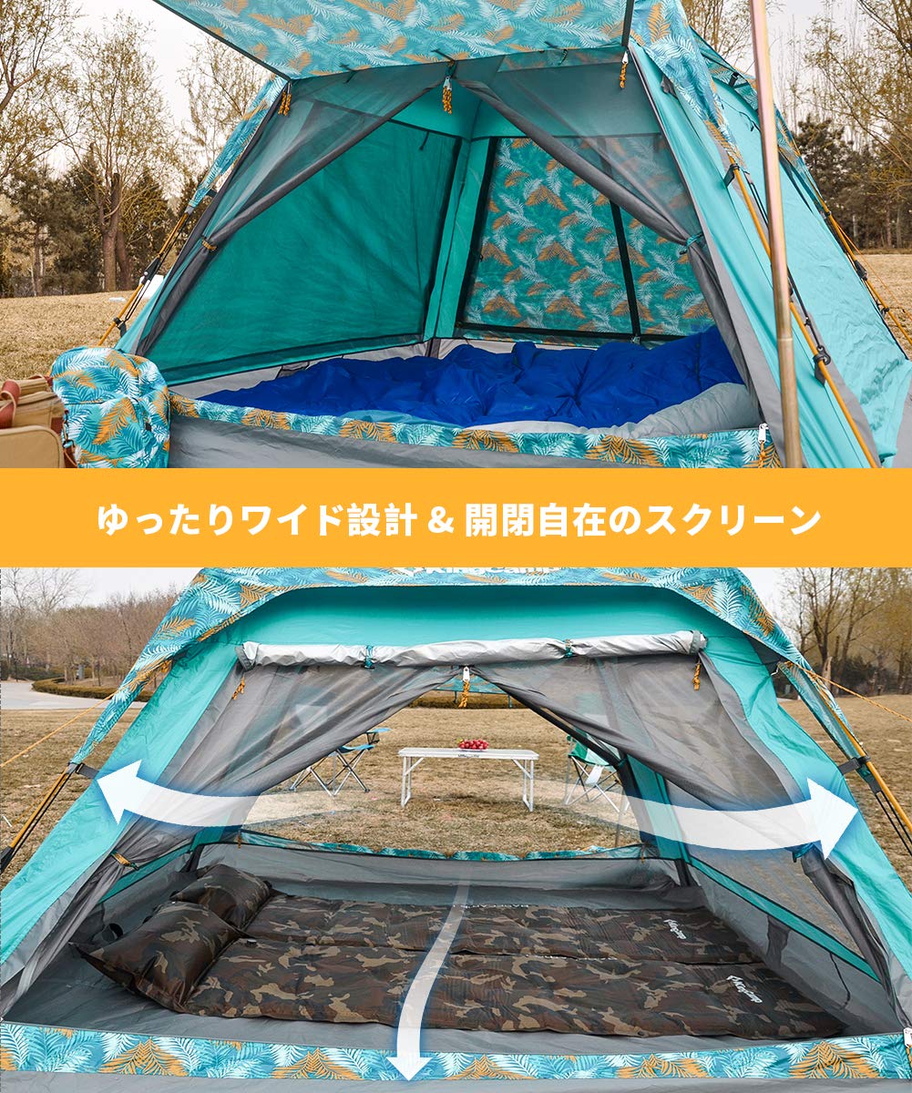KingCamp Double Layer Waterproof Backpacking Square Top Tent, for Outdoor Camping Beach Hiking, PALMGREEN, One Size (KT3099_PALMGREEN_USVC)